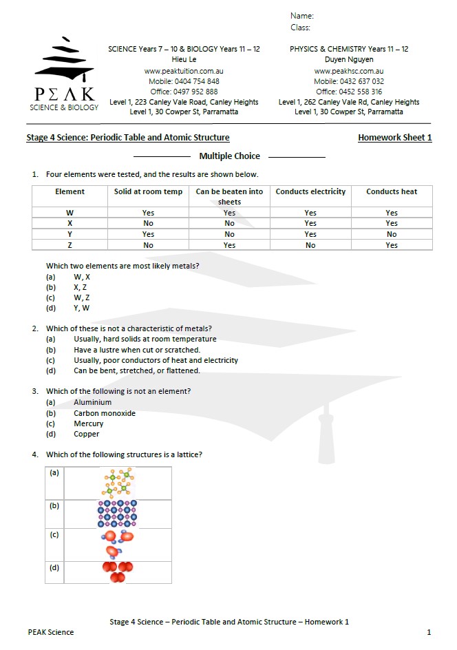 Junior Science (Year 7 - 10)